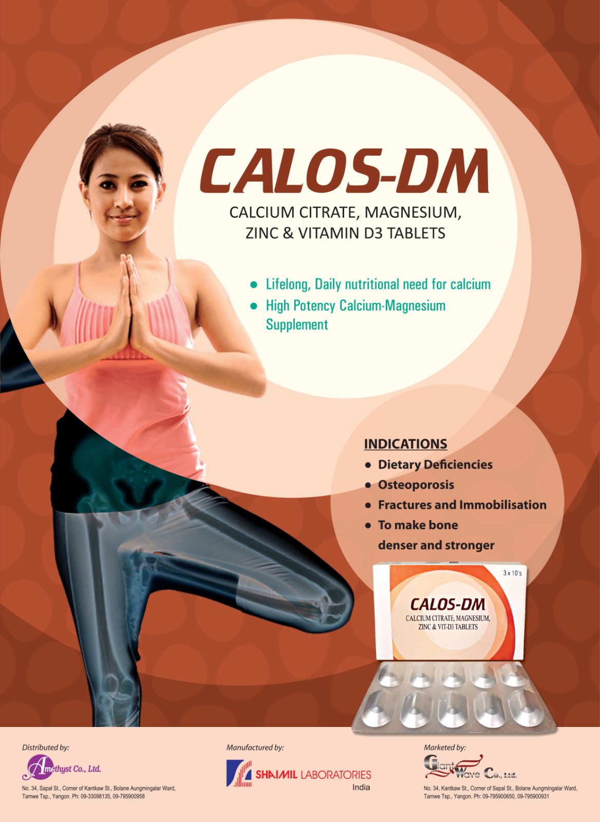 Calos DM (Calcium Citrate 1000mg, Magnesium 100mg, Zinc 4mg & Vitamin D ...